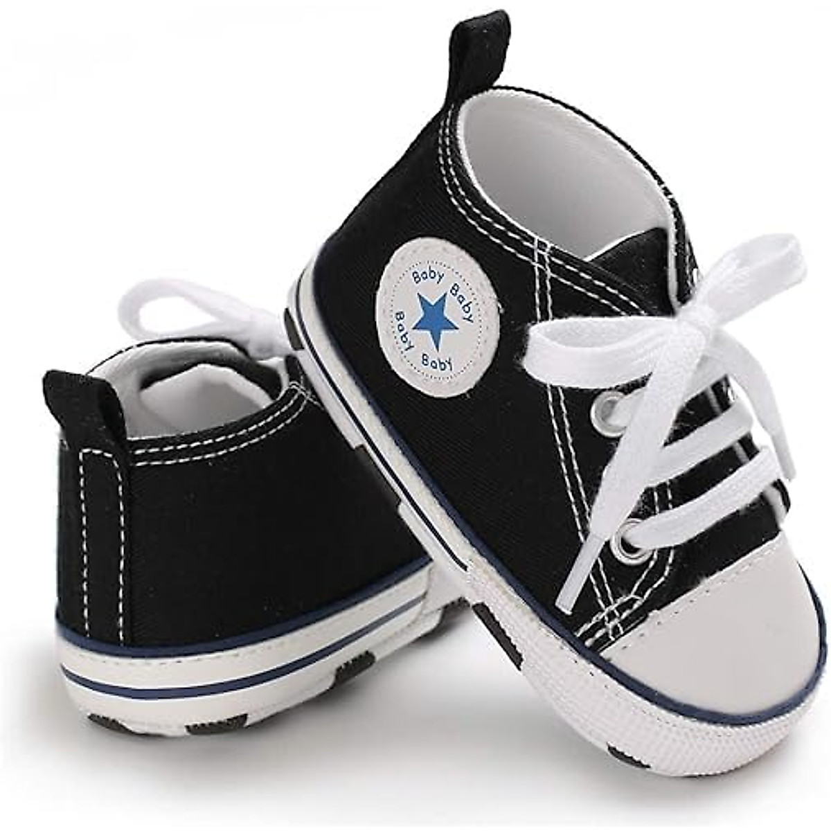 KIDSUN Tutoo Unisex Baby Boys Girls High Top Sneaker Soft Anti-Slip Sole Newborn Infant First Walkers Canvas Denim Shoes