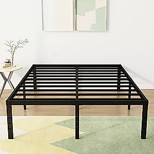 DiaOutro 18 Inch California King Bed Frames Heavy Duty Metal Platform No Box Spring Needed, Maximum Storage, Easy to Assembly, Noise Free, Black