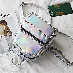 Amosfun Chic Holographic Backpack Cute Hologram Shoulder Bag Satchel Christmas Birthday Valentine's Day Gift for Women