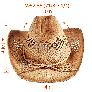 Straw Cowboy Cowgirl Hats for Women Men Summer Beach Sun Hat Panama Woven Straw Hat Wide Brim Western Cowboy Hat