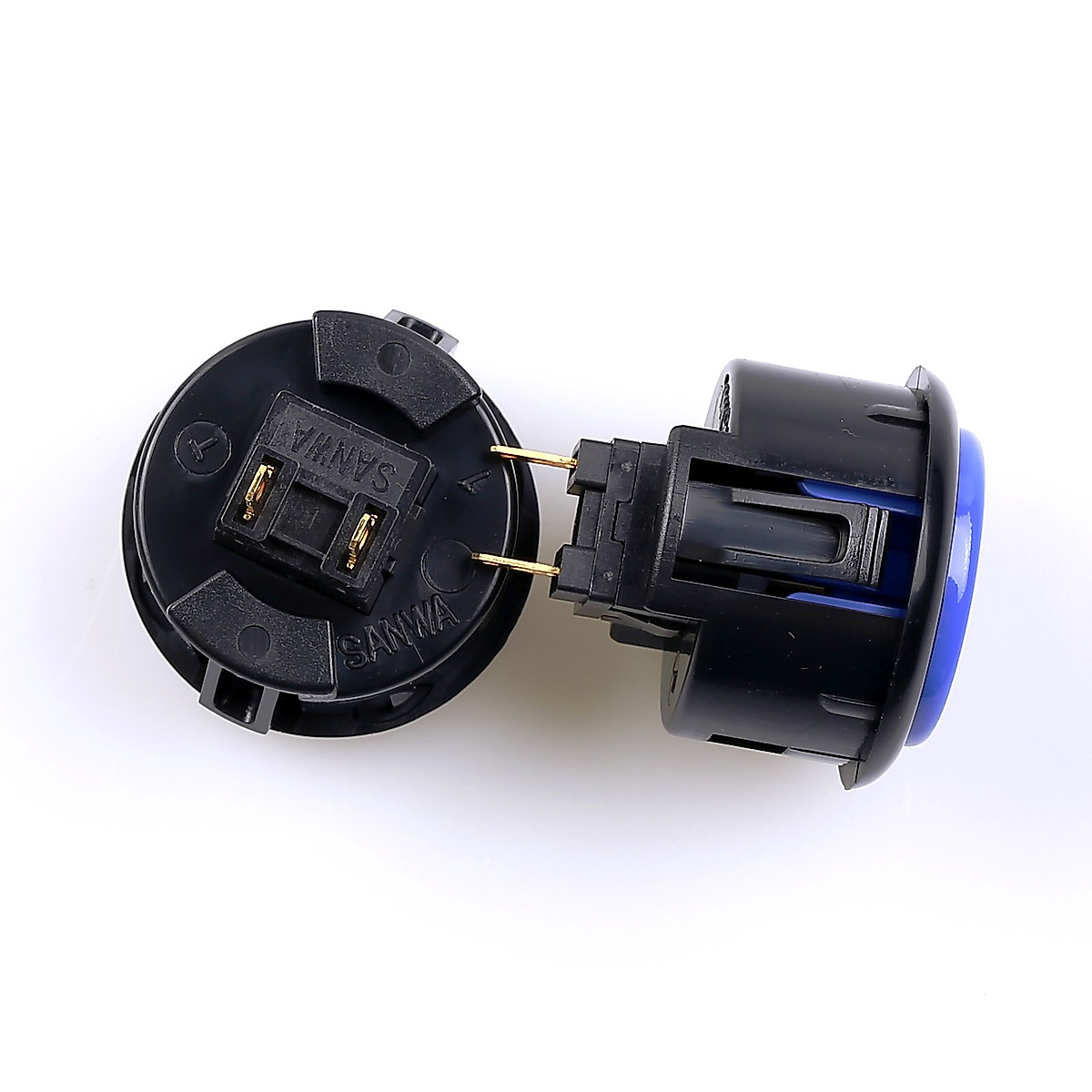 Sanwa 6 pcs OBSF-30 Original Push Button 30mm - for Arcade Jamma Video Game & Arcade Joystick Games Console (Black & Blue) S@NWA