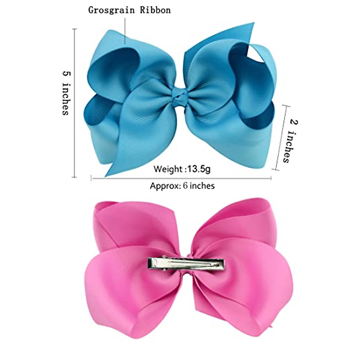30PCS Big 6 Inch Hair Bows for Girls Grosgrain Ribbon Toddler Hair Accessories with Alligator Clips for Toddlers Baby Girls Kids Teens