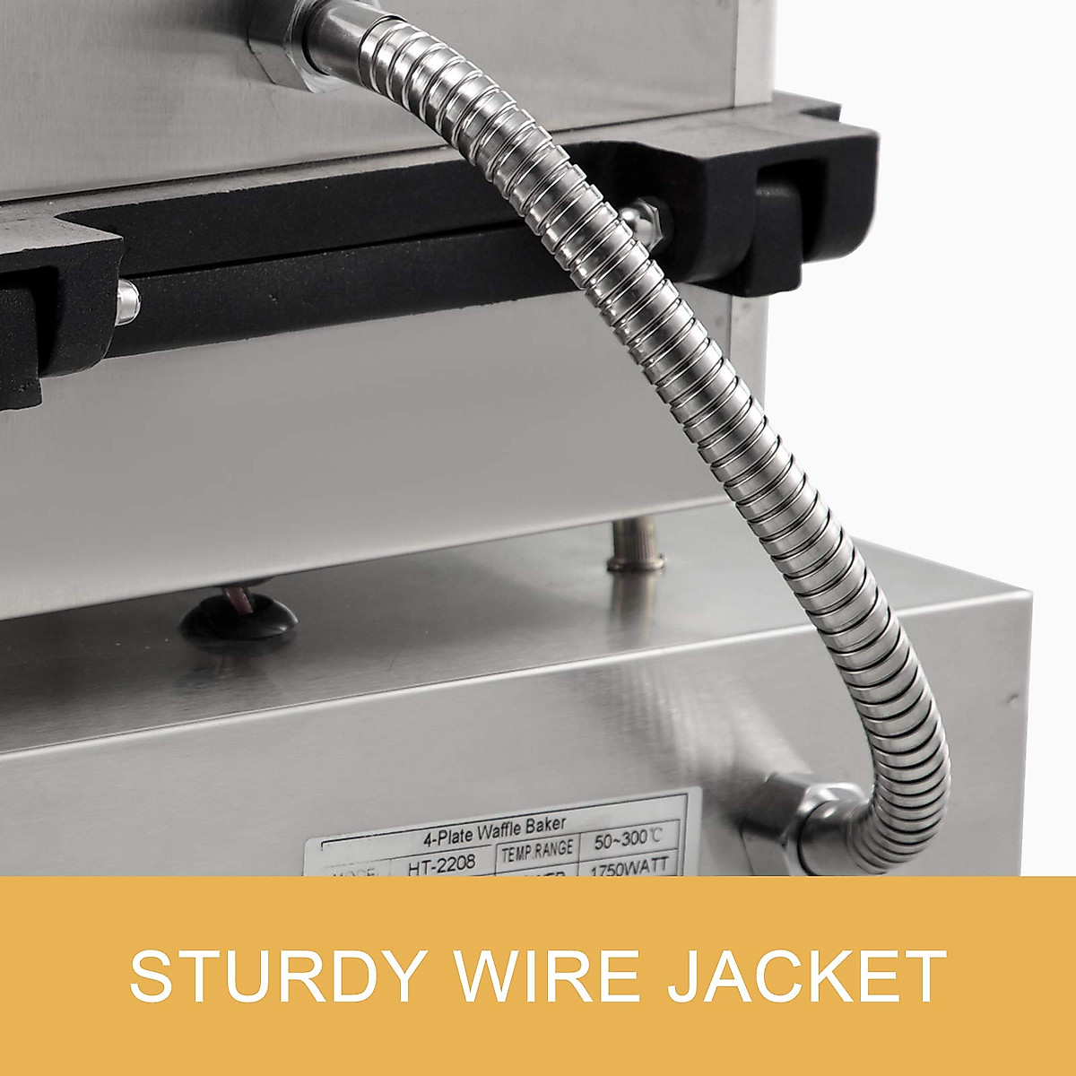 VBENLEM Commercial Round Waffle Maker 4pcs Nonstick Electric Waffle Maker Machine Stainless Steel 110V Temperature and Time Control Heart Belgian Waffle Maker Suitable for Restaurant Snack Bar Family