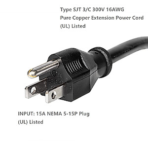 KUEEN 19" 1U Rack Mount PDU Power Strips,Server Rack Power Distribution Unit, 8 Power outlets,16AWG SJT 6.6ft Cord,1U/15A/125V, Aluminum Alloy with Surge Protector and Circuit Breaker on/Off Switch
