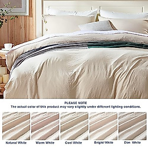 Anluoer Duvet Cover Queen Size,Beige Duvet Cover Set with Buttons Closure, Ultra Soft Washed Microfiber Bedding Comforter Cover with 2 Pillowcases for All Season(Beige, 90x90 inches, 3 Pieces)