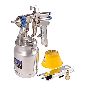 Dynastus 33 oz Siphon Feed Spray Gun - 2.5mm Nozzle for Spraying Oil-Based or Latex Paints, with Filtering and Cleaning Kits