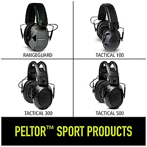 Peltor Sport Tactical 300 Smart Electronic Hearing Protector, Bluetooth Wireless Ear Muffs, NRR 22 dB, Bluetooth Headphones With Recessed Microphone, Ideal For Range, Shooting & Hunting (TAC300-OTH)
