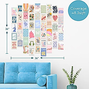 Cornerora Danish Pastel Wall Collage Kit - 50 PCS Danish Pastel Posters, Pastel Danish Room Decor, Matisse Wall Art Room Décor Pictures, Preppy Wall Collage Kit for Teen Girls