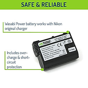 Wasabi Power Battery (2-Pack) for Nikon EN-EL15, EN-EL15a, EN-EL15b, EN-EL15c & D500, D600, D610, D750, D780, D800, D800E, D810, D810A, D850, D7000, D7100, D7200, D7500, Z5, Z6, Z6II, Z7, Z7II, 1 V1