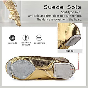 HIPPOSEUS Women's Jazz Dance Shoes Gold Split Sole Dancing Training High Top Ankle Dance Boots for Men, US 7