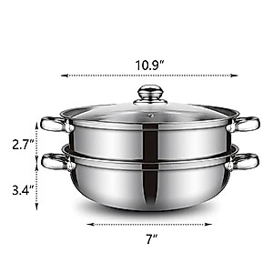 Steamer Pot Stainless Steel 2 Tier - Steam Pot with Lid Food Vegetable Cooker Pot Cooking Pan Steaming Pot Dim Sum Cookware Steamer For Kitcken Cooking Tool