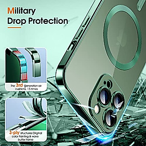 DOSNTO for iPhone 13 Pro Max Case Clear with MagSafe [Integrated Camera Glass] Magnetic Silicone Phone Case Slim Thin Women Men Cover [Non-Yellowing] Anti-Fingerprint Scratch Wireless Charging