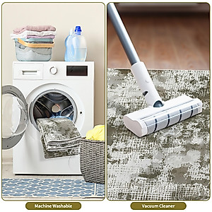 HOMBYS 10x14ft Modern Area Rug for Living Room Bedroom, Large Abstract Floor Carpet for Indoor Office Dining Room, Tie Dye Home Deco Non-Shedding, Machine Washable, Khaki