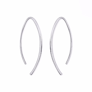Boma Jewelry Sterling Silver Elliptical Threader Pull Through Hoop Earrings (Silver)