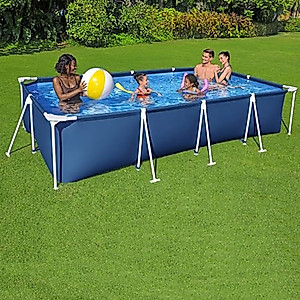 Bestway Steel Pro 13 Foot x 32 Inch Rectangular Above Ground Outdoor Pool Steel Framed Vinyl Swimming Pool with 1,506 Gallon Water Capacity, Blue