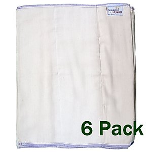 Dandelion Diapers Cloth Diaper Prefolds 100% Organic Cotton Natural Unbleached DSQ | Standard Size 5 | 6 Pack