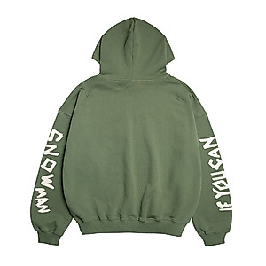 Arnodefrance Men Snow Man Hoodies Street Essential Hoodie Foaming Letter Graphic Cotton Hooded Pullover