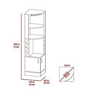 Tuhome Syrah Corner Bar Cabinet with 8 Wine Cubbies, 2 Cabinets, 2 Open Shelves, and Glass Rack, Dark Brown
