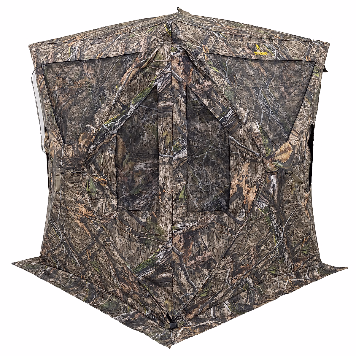 Browning Evade Tent Hunting Blind Featuring 180 Degree Windows with Shoot Through Mesh and Silent Open, Silent Magnetic Door System, and Brush Loops, Mossy Oak Country DNA