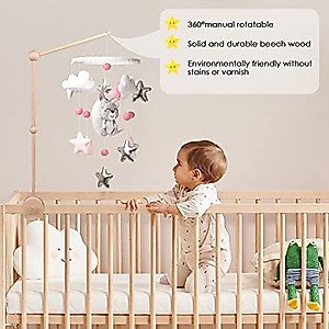 Baby Crib Mobile Arm - 30 Inch Wooden Mobile Arm for Crib Mobile Hanger for Crib Baby Girl Nursery Decor (Arm-01)