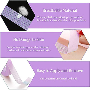 6 Rolls Lash Extension Under Eye Tape EBANKU Breathable Fabric Eyelash Tape Micropore Adhesive Tape for Eyelashes Extension Supply Individual Eye Lashes Tools (Purple)