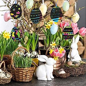 Easter Scratch Paper, 24PCS Easter Egg Scratch Paper Rainbow Art Set for Easter Day Ornaments Hanging Craft