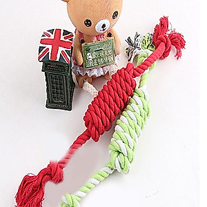 shlutesoy Pet Chew Toys,Handmade Bow Puppy Dog Pet Toy Cotton Braided Bone Chew Knot Rope