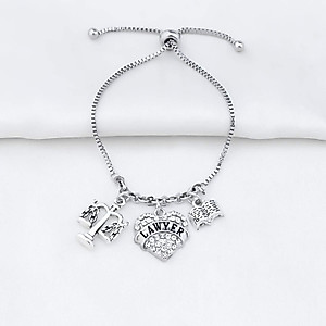 MYOSPARK Scales of Justice Lawyer Gift Lawyer Rhinestone Heart Bracelet Lawyer Attorney Jewelry Law School Graduation Gift (lawyer chain bracelet white)