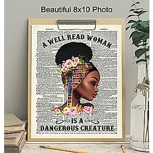 African American Wall Art - Classroom Decor - Never Underestimate a Girl With a Book - Black Woman Poster - African American Girl Women, Black Women - Motivational Wall Decor - Black Art