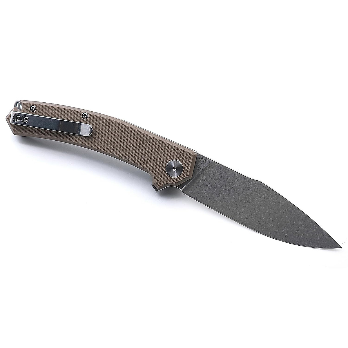 Warspear Degory Flipper Folding Knife 3.75" Stonewshed D2 Blade Tan G10 Handle Outdoor Camping Pocket Knife With Deep Carry Clip WP902TN