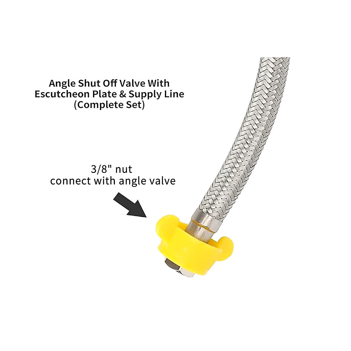 Klabb Flexible Toilet Water Supply Line 12inch,Stainless Steel Braided Hose With 3/8 Female Compression Thread x 7/8 Female Ballcock Thread，2pack