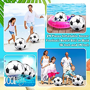 Charniol 24 Pieces Inflatable Beach Ball 14 Inch 16 Inch Beach Soccer Ball Blow up Pool Ball Inflatable Soccer Ball Beach Game Toys for Summer Outdoor Swimming Pool Games Activity Party Favors Decor