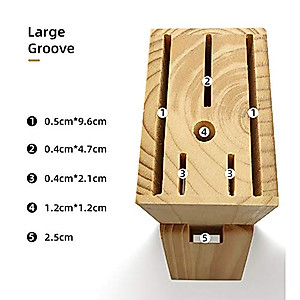 Hooshion Wooden Knife Block Countertop Knife Holder Knife Organizer with Scissors-Slot for Kitchen