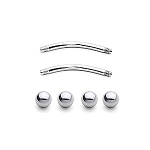 BodyJewelryOnline 16G 16mm Snake Eyes Tongue Piercing 316L Surgical Steel Curved Barbell Snake Eyes Tongue Ring Piercing Barbells 5/8 inch
