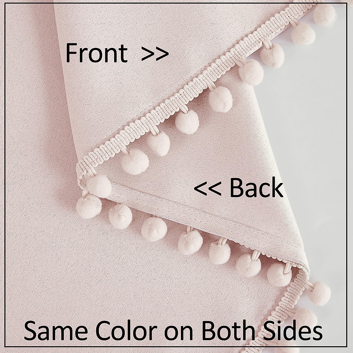 Pompom Blackout Curtains for Bedroom Pink Girls 84 inch Energy Efficient Thermal Insulated Living Room Darkening Curtain Panels for Kitchen Nursery Room 52" w x2 Panels Rod Pocket