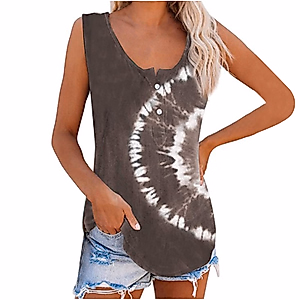 CofeeMO Bravetoshop Womens Tank Tops Summer Sleeveless Tunic Tops Casual Button Down Blouse Tshirts (Khaki,S)