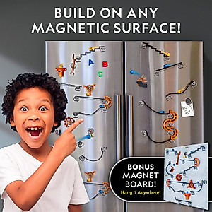 NATIONAL GEOGRAPHIC Magnetic Marble Run - 90-Piece STEM Building Set for Kids & Adults with Magnetic Track & Trick Pieces, Marbles & Magnet Board for Building A Marble Maze Anywhere