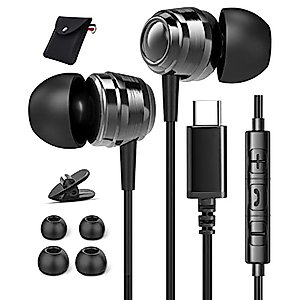 USB C Headphones, USB C Earbuds, USB Type C Earphone USB C Headphone Plug Noise Canceling in-Ear Headphones with Microphone for Samsung S23 S22 Ultra Z Flip 4 S21 Google Pixel 6a 7 Pro iPad Pro Air 5