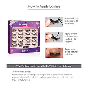 i-ENVY 10 Pairs So Wispy Human Hair Eyelashes Multipack, Natural Dramatic Fluffy False Lashes - Invisible Band, Volume & Curl, Lightweight, Reusable