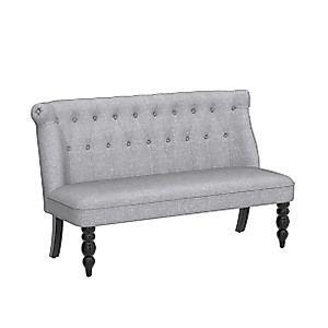 Mixoy Upholstered Loveseat Settee Sofa, with Tufted Button Backrest & Chic Legs, European Armless Loveseat Dining Bench for Dining/Living Room Hallway or Entryway Seating(Light Grey1)