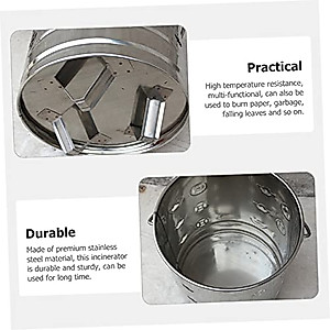 Levemolo Money Leaf Leaves Galvanized Garden Burning Pit Basin Can Pot Backyard Steel for Bin Auspiciousness Wood Burn Composter Stainless Sacrifices Debris Cage Barrel Bonfire Fire Trash