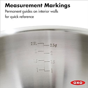 OXO Agility Tri-Ply Stainless Steel 3.57QT Chef’s Pan with Lid, Induction Suitable Cookware, Sauce Pan, Ultra-Durable, Quick Even Heating, Measurement Markings, Pouring Rim, Dishwasher and Oven Safe
