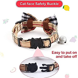 SuperBuddy Cat Collars Breakaway with Cute Bow Bell - 2 Pack Kitten Collar Plaid Cat Collar with Removable Bowtie for Cats Kittens