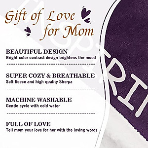 BESTSWEETIE Birthday Gifts for Mom Blanket - I Love You Mom Blanket - Warm Gifts for Mom Christmas Mom Gifts from Daughter Son Super Soft Throw Blanket Cozy Blanket 50" x 60" (Purple)