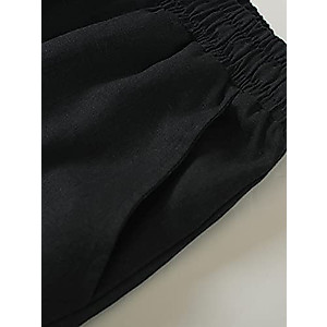 Weintee Women's 7" Inseam Plus Size Linen Shorts with Pockets 2X Black