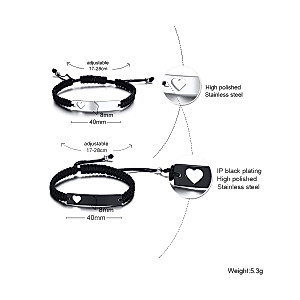 XUANPAI Couples Bracelets for Him and Her,Personalized Stainless Steel Curb Chain Bracelets,Custom Matching Bracelets for Couples Birthday Valentine's Day Christmas Gift for Women Men (Style21)