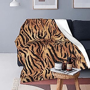 Animal Skin Tiger Print Soft Throw Blanket Super Soft Cozy Fleece Plush Reversible Blanket Size for Couch Bed Sofa Travelling Camping for Baby Adults Couch Sofa (80x60 Inches)
