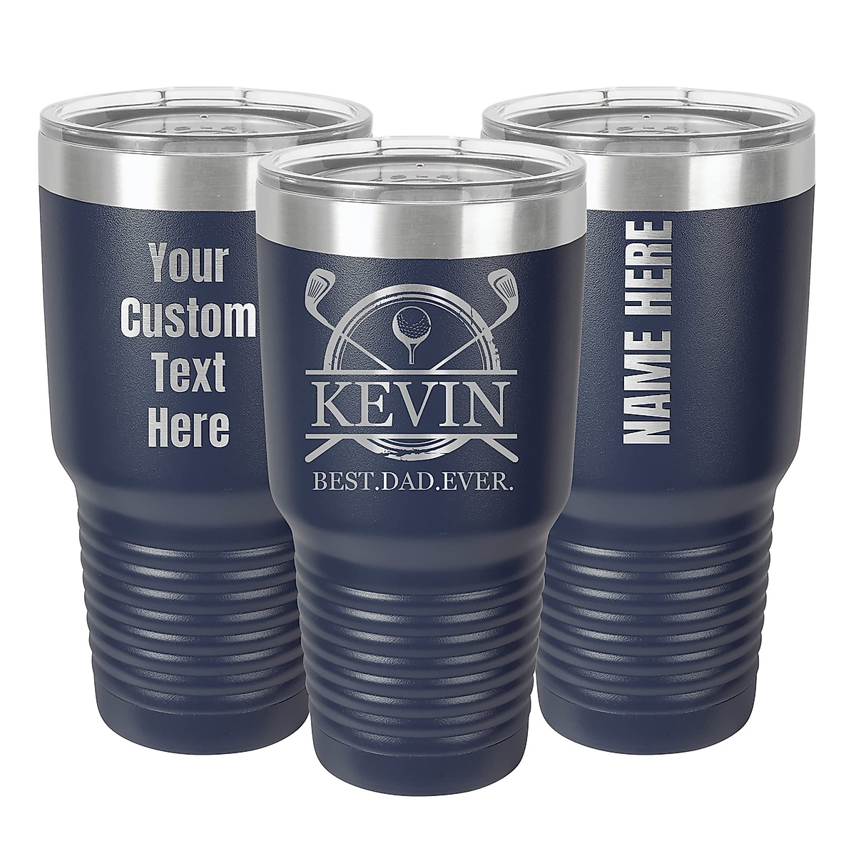 Customized Tumbler 30oz with Straw, Personalized Tumbler with Custom Name Text Engraved in USA - Basketball, Tennis, Soccer, Golf, Football Sport Player, Coach, Father Gift (Navy Blue)