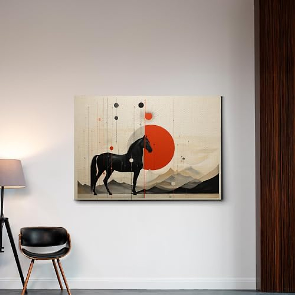 Majestic Black Stallion Galloping In The Clouds, Black Horse On Salt Flats, Canvas Print, Black Horse Print, Black Horse Wall Art