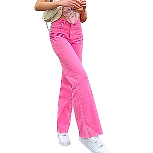 Vintage Jeans for Women Teen Girl High Waisted Relaxed Fit Straight Leg Baggy Boyfriend Jeans Pink